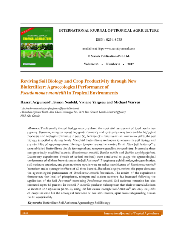 (PDF) Reviving Soil Biology and Crop Productivity through New ...