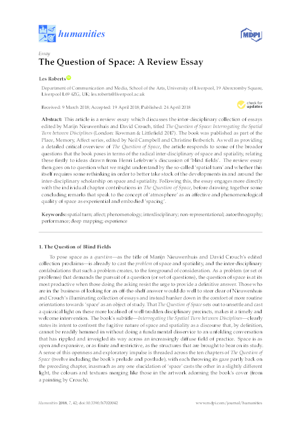 (PDF) The Question of Space: A Review Essay