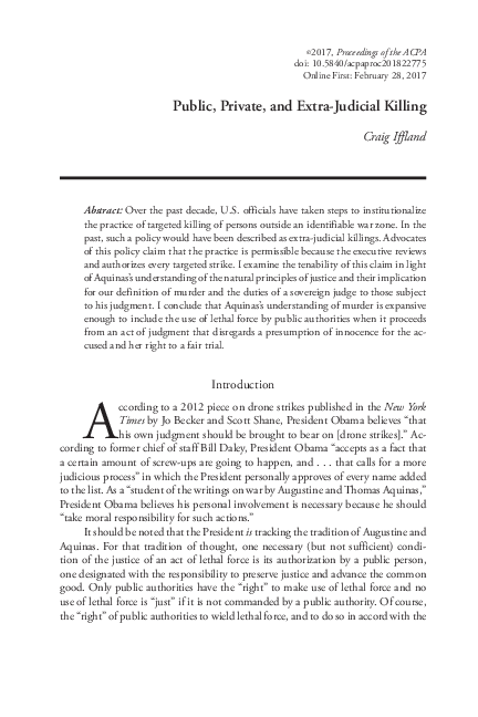 (PDF) Public, Private, and Extra-Judicial Killing