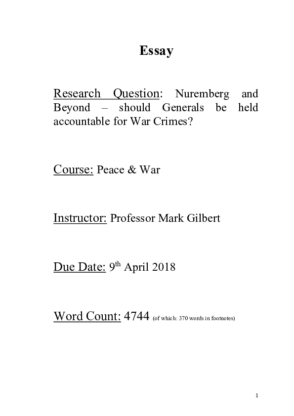 (PDF) Nuremberg and Beyond: should Generals be held accountable for War ...