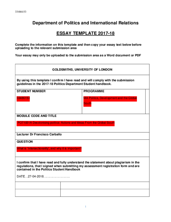 (PDF) What is Intersectionality and why is it important?