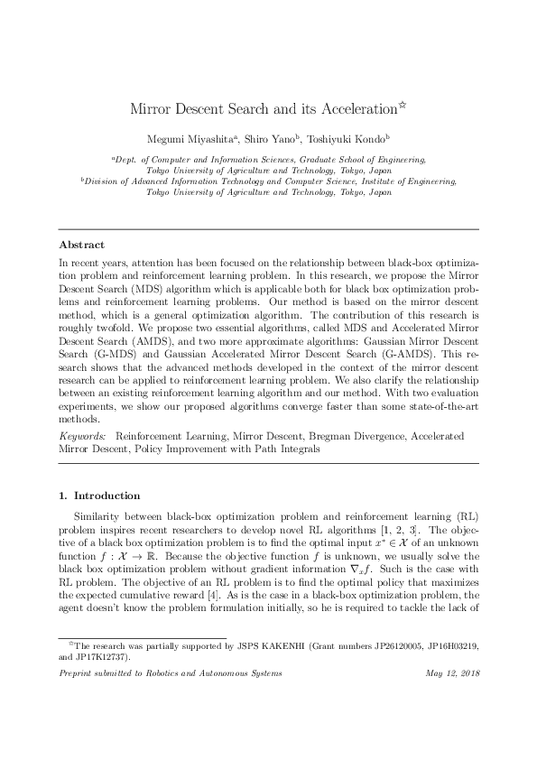 Pdf Mirror Descent Search And Its Acceleration