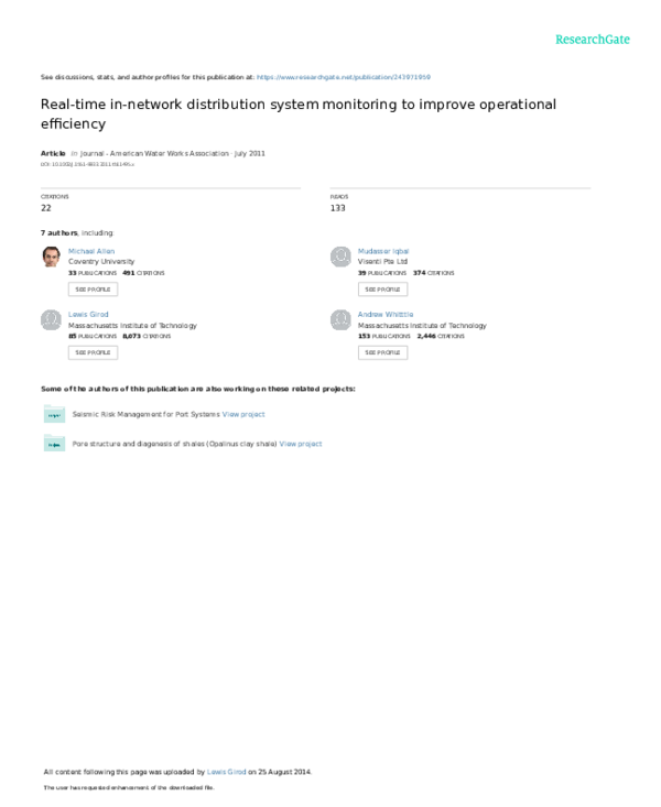 (PDF) Real-time in-network distribution system monitoring to improve ...