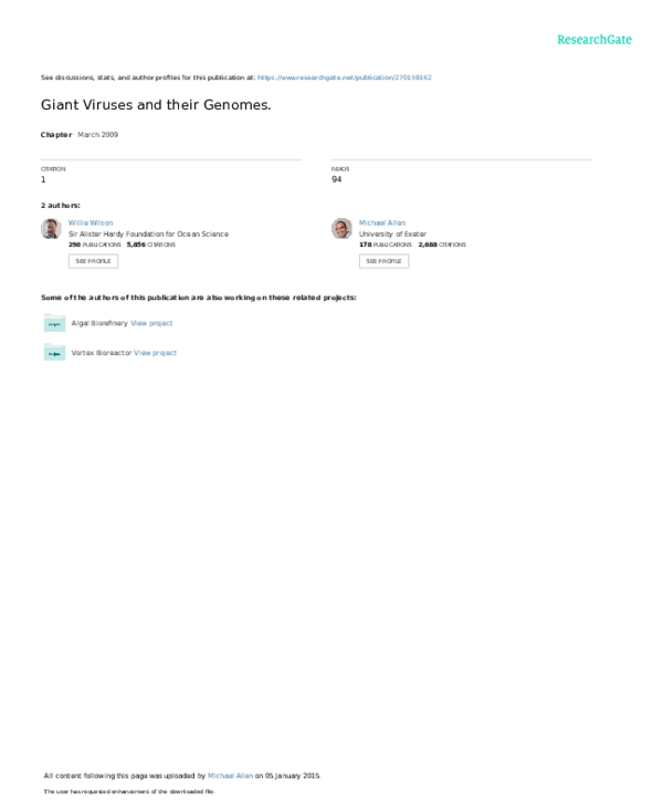 (PDF) Giant Viruses and their Genomes | Michael Allen - Academia.edu