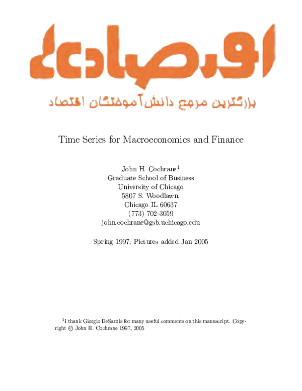 (PDF) Time Series for Macroeconomics and Finance