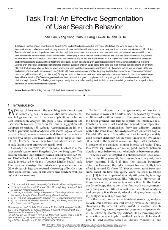 (PDF) Task Trail: An Effective Segmentation of User Search Behavior