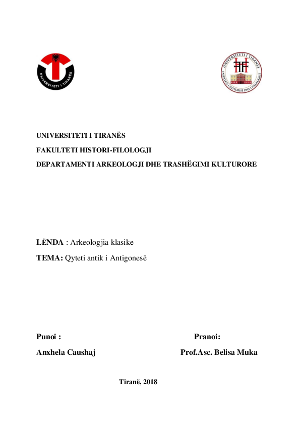 (DOC) UNIVERSITETI I TIRANËS FAKULTETI HISTORI-FILOLOGJI DEPARTAMENTI ARKEOLOGJI DHE TRASHËGIMI ...