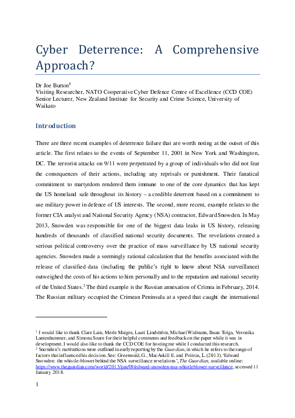 (PDF) Cyber Deterrence: A Comprehensive Approach?