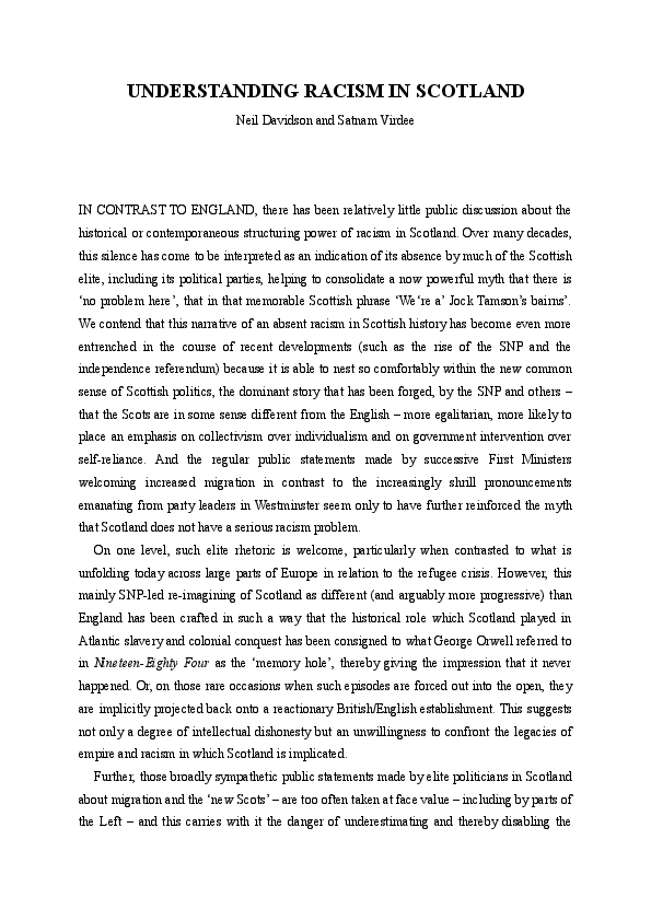 (DOC) Introduction to No Problem Here: Understanding Racism In Scotland