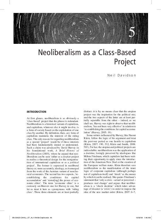 (PDF) Neoliberalism as a Class-Based Project