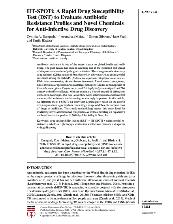 (PDF) HT-SPOTi: A Rapid Drug Susceptibility Test (DST) to Evaluate ...