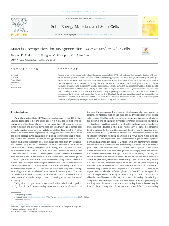 (PDF) Tandem Solar Cell with Improved Absorption Material