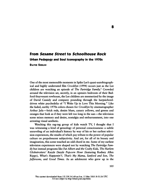 (PDF) From Sesame Street to Schoolhouse Rock: Urban Pedagogy and Soul ...