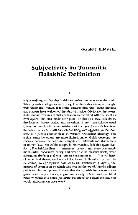 (PDF) Gerald J. Blidstein, “Subjectivity in Tannaitic Halakhic ...