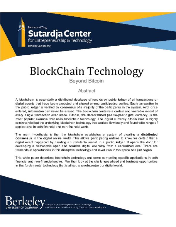 (PDF) BlockChain Technology
