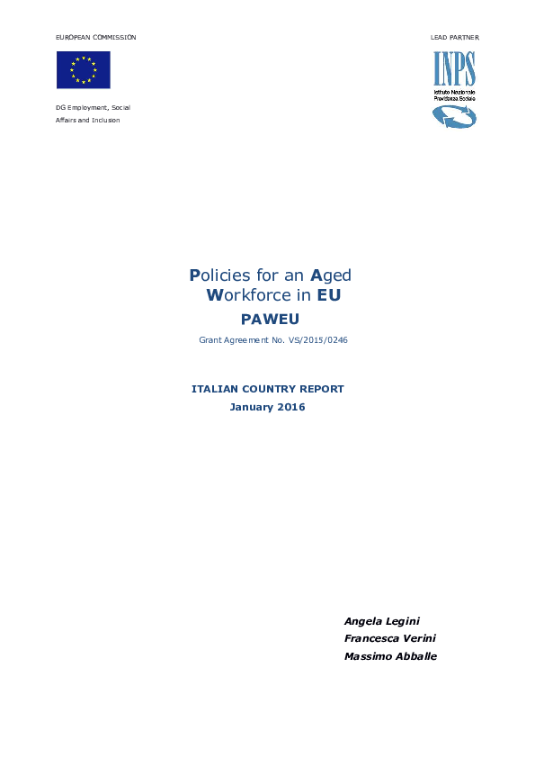 (PDF) ITALIAN COUNTRY REPORT Policies for an Aged Workforce in EU