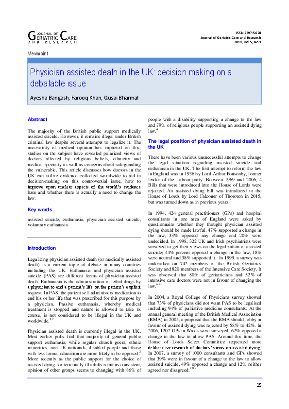 (PDF) Physician assisted death in the UK: decision making on a ...