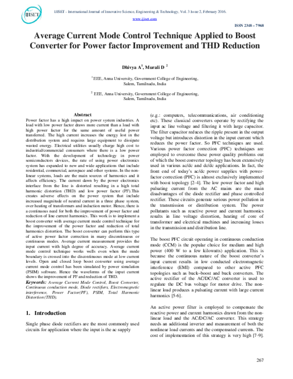 Pdf Average Current Mode Control Technique Applied To Boost Converter