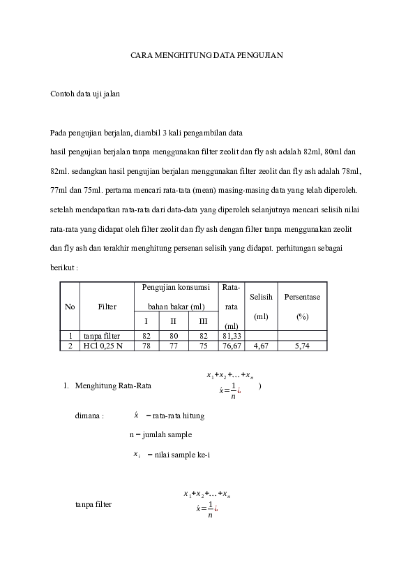 (DOC) CARA MENGHITUNG DATA PENGUJIAN
