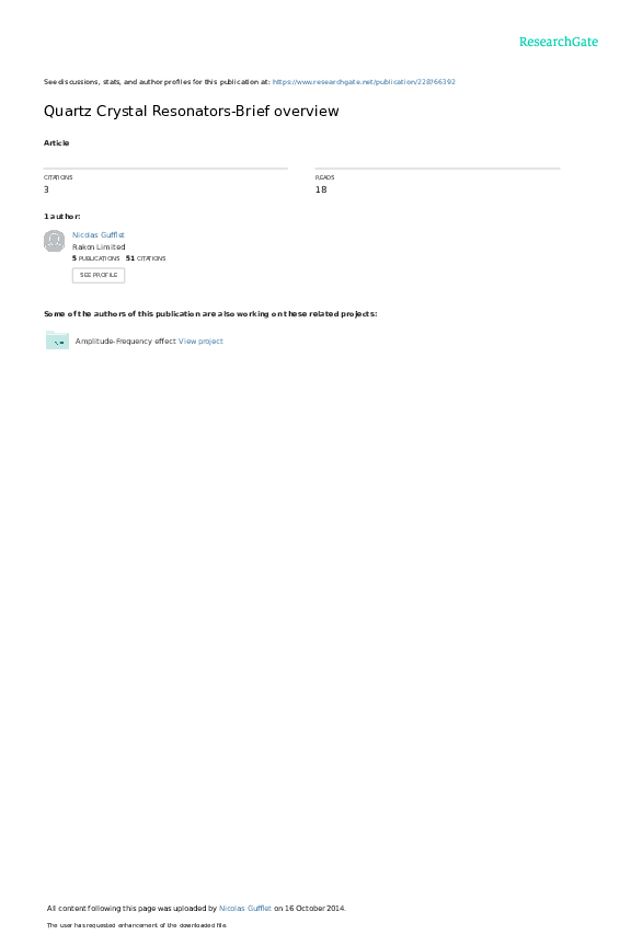 (PDF) Quartz Crystal Resonators-Brief overview