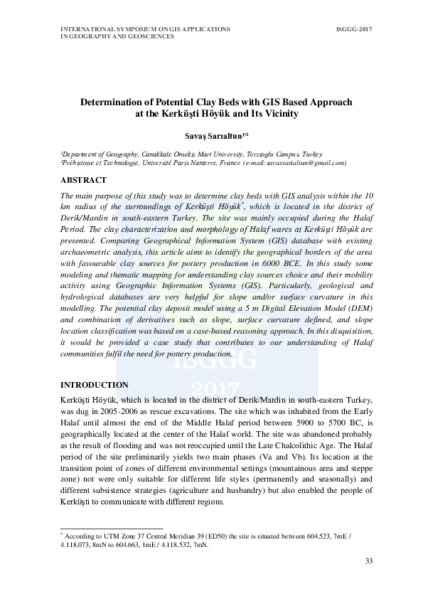 (PDF) Determination of Potential Clay Beds with GIS Based Approach at ...