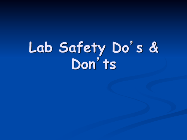 (PDF) Lab Safety Do's & Don'ts