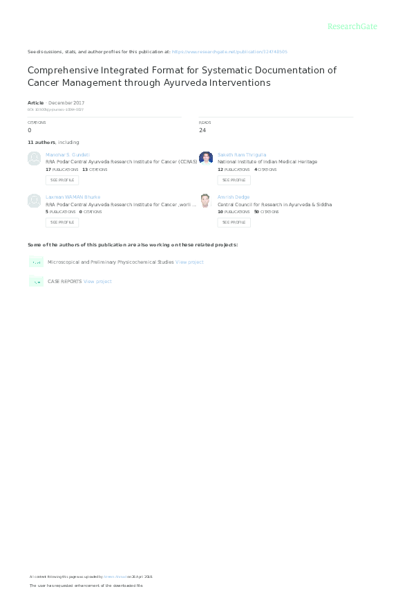 (PDF) Comprehensive Integrated Format for Systematic Documentation of ...