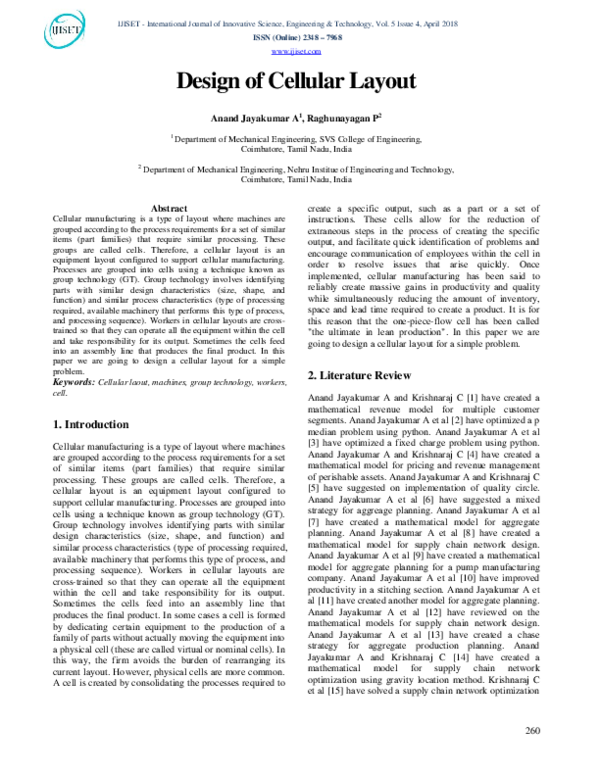 (PDF) Design of Cellular Layout
