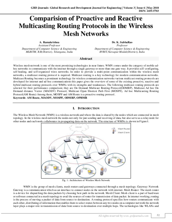 Pdf Comparision Of Proactive And Reactive Multicasting Routing Protocols In The Wireless Mesh