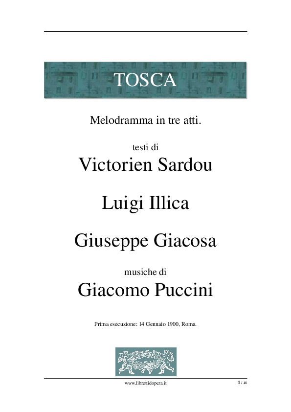 (PDF) TOSCA Melodramma in tre atti