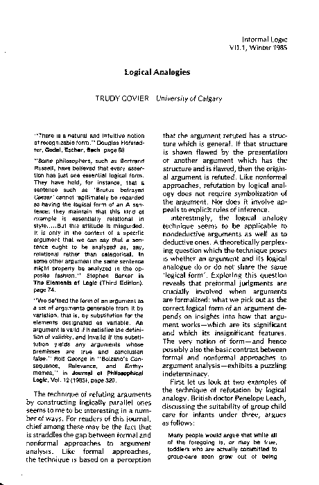 (PDF) Logical Analogies