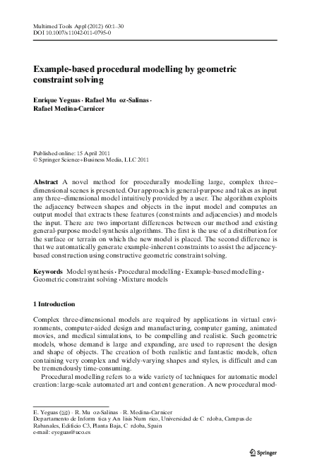 Pdf Example Based Procedural Modelling By Geometric Constraint Solving