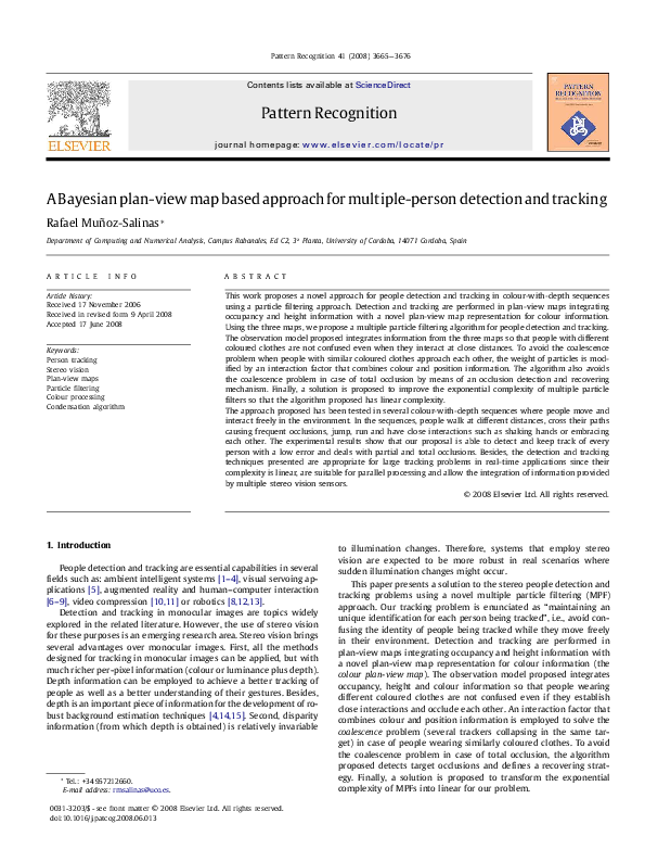 (PDF) A Bayesian plan-view map based approach for multiple-person detection and tracking