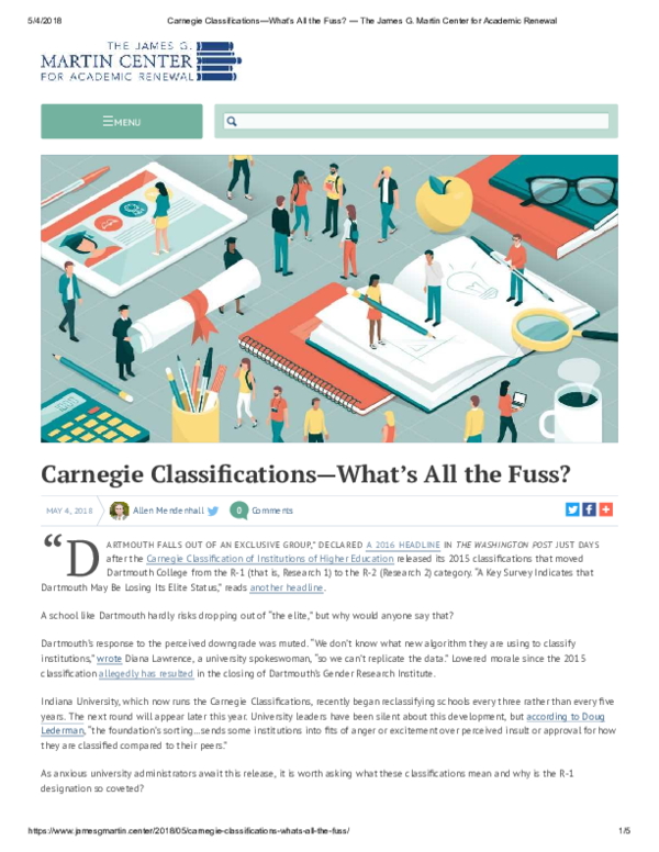 (PDF) Carnegie Classifications—What’s All the Fuss?