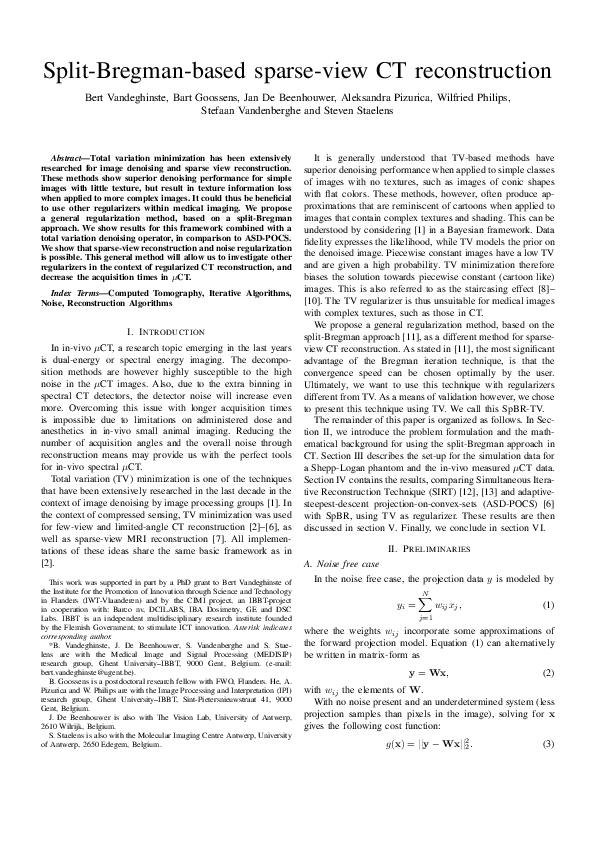 (PDF) Split-Bregman-based sparse-view CT reconstruction
