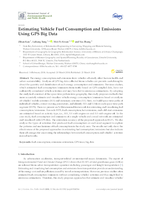 (PDF) Estimating Vehicle Fuel Consumption and Emissions Using GPS Big Data