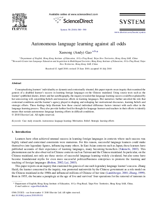 (PDF) Autonomous language learning against all odds