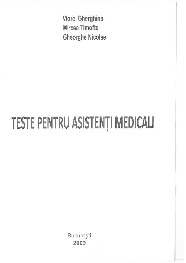 (PDF) TESTE PENTRU ASISTENTI MEDICALI