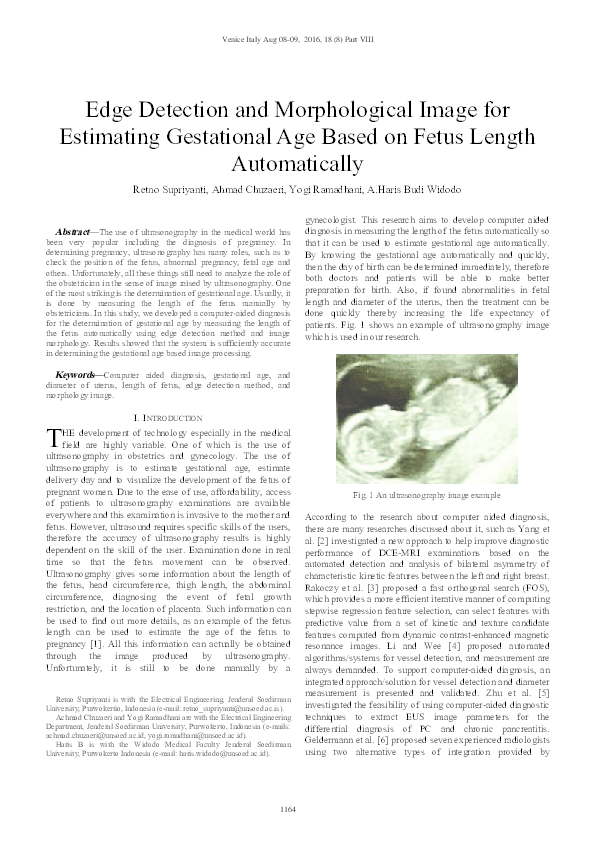 Pdf Edge Detection And Morphological Image For Estimating Gestational Age Based On Fetus