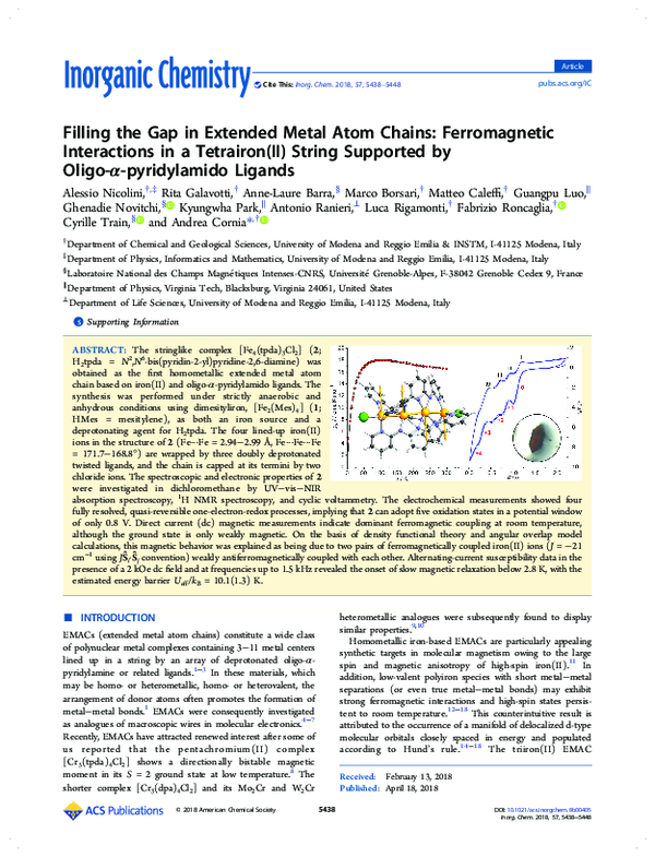 (PDF) Filling the Gap in Extended Metal Atom Chains: Ferromagnetic ...