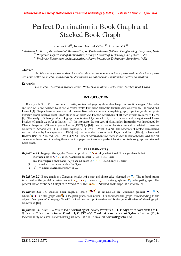 (PDF) Perfect Domination in Book Graph and Stacked Book Graph