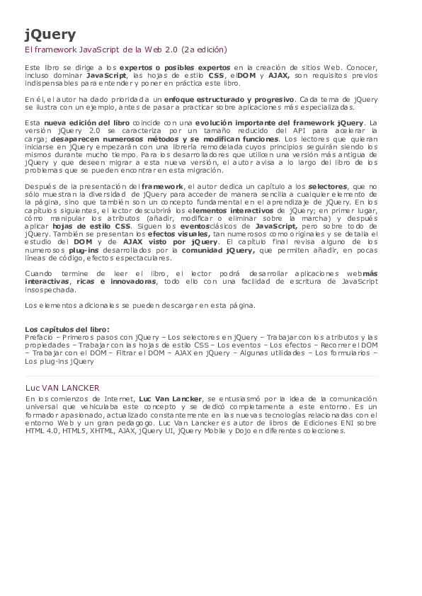 Pdf Jquery El Framework Javascript De La Web 20 2a Edición