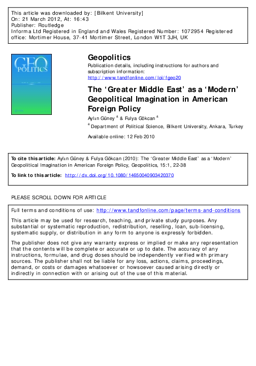 (PDF) The 'Greater Middle East' as a 'Modern' Geopolitical Imagination ...