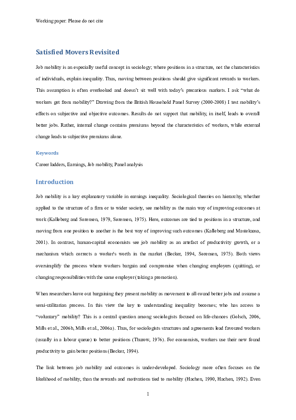 (DOC) Working Paper: Satisfied Movers Revisited