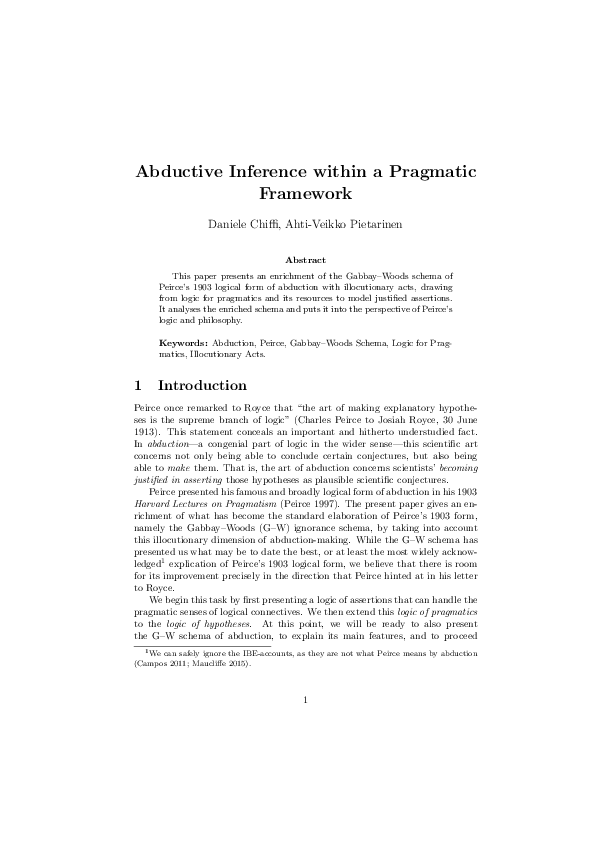 (PDF) Abductive Inference within a Pragmatic Framework (Synthese)