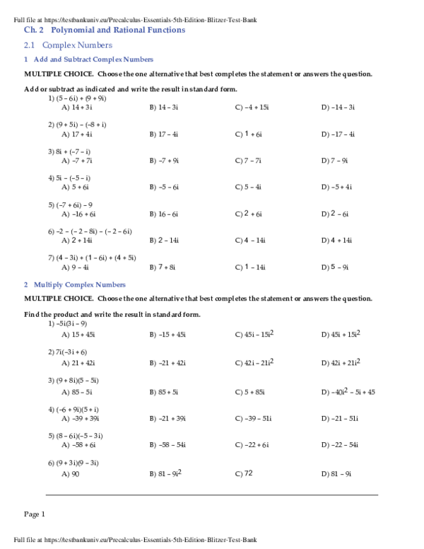 polynomial in standard form