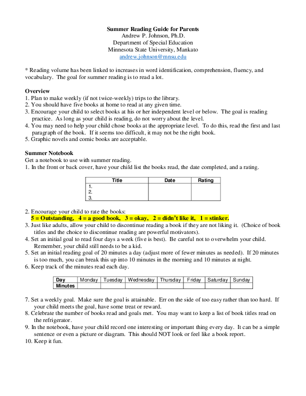 (PDF) SUMMER READING GUIDE FOR PARENTS