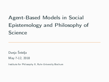 (PDF) Slides: Agent-Based Models in Social Epistemology and Philosophy of Science (with a ...