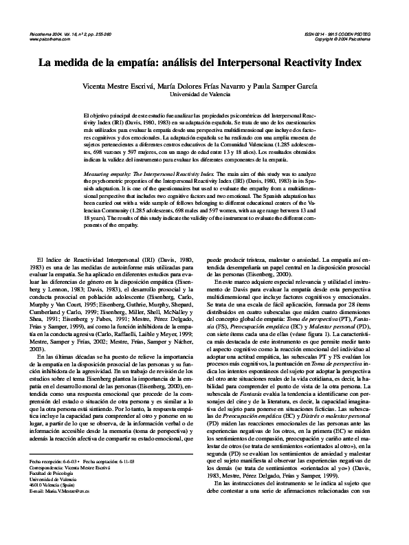 (PDF) La medida de la empatia