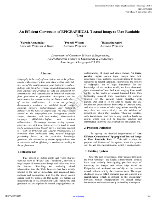 (PDF) An Efficient Conversion of EPIGRAPHICAL Textual Image to User ...